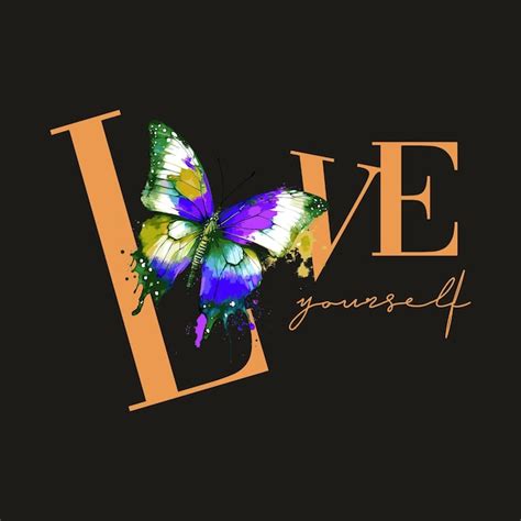 Premium Vector Slogan Graphic Print Love Yourself With Watercolor