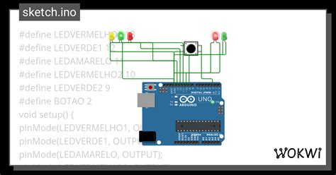 Semáforo De Carros E Pedestres Wokwi Esp32 Stm32 Arduino Simulator