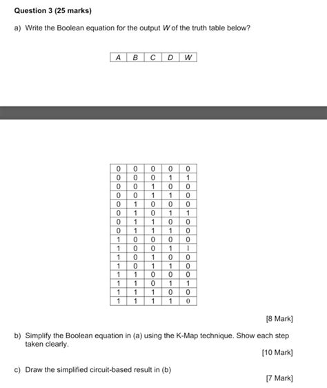 Solved Question 3 25 ﻿marksa ﻿write The Boolean Equation