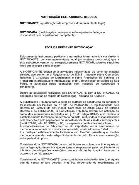 Modelo Notificacao Extrajudicial Pdf Impostos
