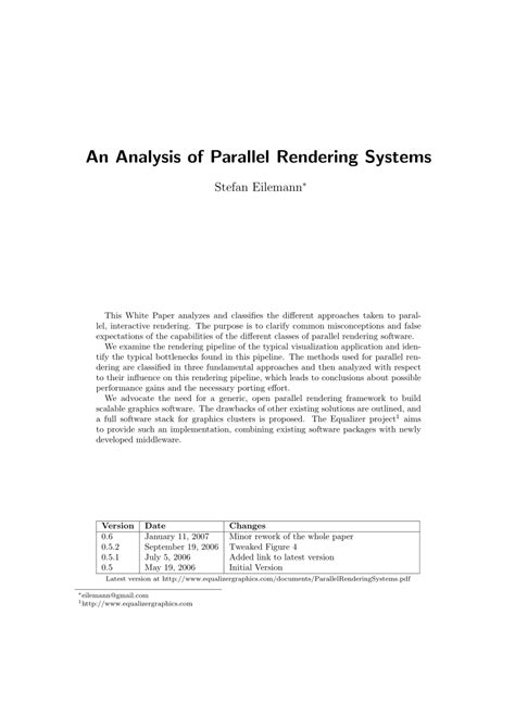 Pdf An Analysis Of Parallel Rendering Systems