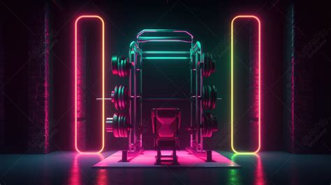 생생한 네온 배경이 3d 렌더링된 체육관 랙 장비의 매력을 향상시킵니다 체육관 배경 경이 배경 아령 배경 이미지 Hd 체육관 경이 아령 배경 사진 무료 다운로드