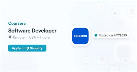 Software Developer Coursera Simplify Jobs