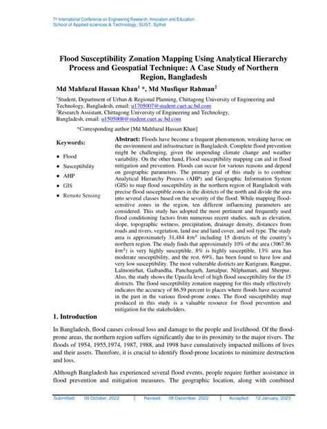 PDF Flood Susceptibility Zonation Mapping Using Analytical Hierarchy Process And Geospatial