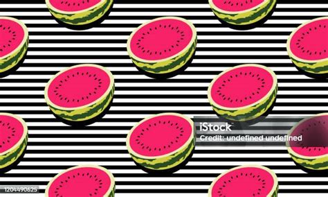 검은 색과 흰색 줄무늬와 수박어두운 그림자 반으로 잘라 원활한 배경 0명에 대한 스톡 벡터 아트 및 기타 이미지 0명 3