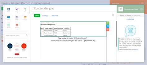 Send Email Collection Of Records In Table Format In The Body Of Email Element Community Creatio