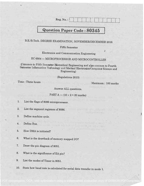 Anna University Ec 6504 Microprocessor And Microcontroller For Electronics And Communication