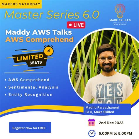 Madhu P On Linkedin Aws Comprehend Makers Saturday 6thepisode Makeskilled