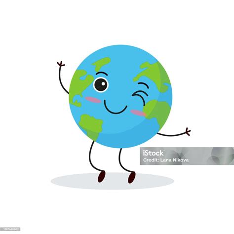 귀여운 행성 지구 문자 만화 행성 이모티콘 컬렉션 지구의 날 카드 벡터 일러스트레이션 감정에 대한 스톡 벡터 아트 및 기타