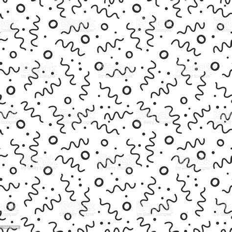 추상 물결선 패턴 배경입니다 손으로 그린 물결 선과 점을 흑백으로 반복하는 재미있는 벡터 V 0명에 대한 스톡 벡터 아트 및 기타 이미지 Istock