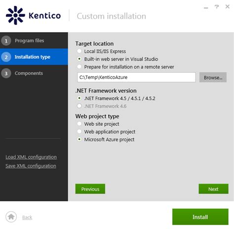 installing kentico azure projects kentico xperience 9 documentation
