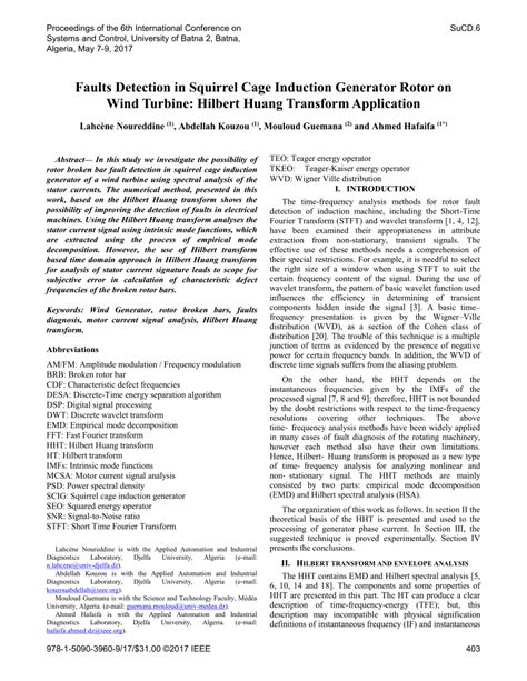 Pdf Faults Detection In Squirrel Cage Induction Generator Rotor On Wind Turbine Hilbert Huang