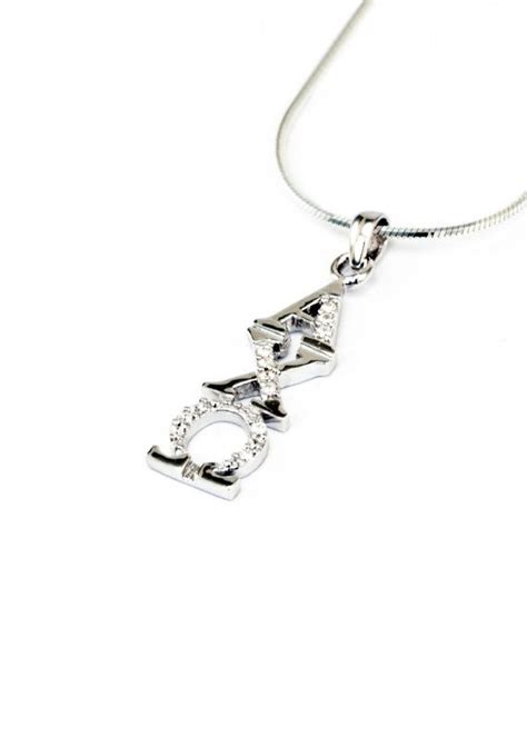 Alpha Chi Omega Sterling Silver Lavaliere With Simulated Diamonds ΑΧΩ Sorority Jewelry