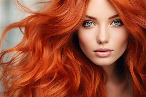 Premium Ai Image Vibrant Redhead Beauty Captivating With Intense Green Eyes