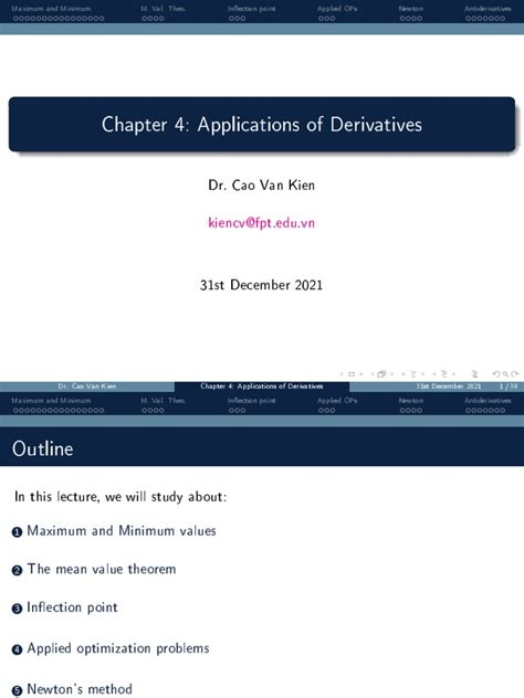 Chapter 4 Applications Of Derivatives Download Free Pdf Maxima And Minima Derivative