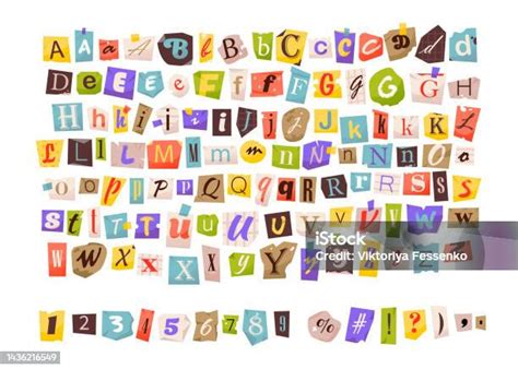 익명의 편지는 잡지에서 잘라 알파벳 클리핑 종이 스타일 몸값 메모 편지 글자를 잘라냅니다 흰색 배경에 격리된 벡터 글꼴 낱말에 대한 스톡 벡터 아트 및 기타 이미지 Istock