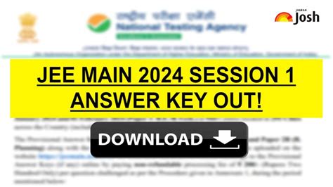 Jee Main 2024 Answer Key Out Download Paper Wise Official Answer Key Pdf