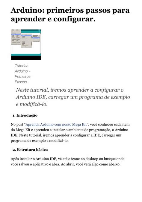 Pdf Arduino Primeiros Passos Para Aprender E Configurarprofessor
