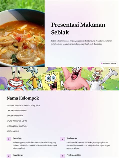 Presentasi Makanan Seblak Pdf