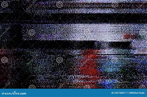 Glitch Art Scan Line As Old Tv Monitor Effect Stock Illustration