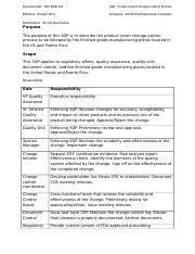 Change Control SOP 9 1 Doc Document ID SOP 000123 Title Product Insert Change Control