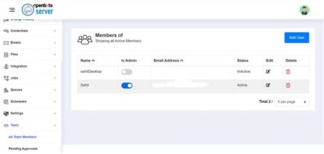 User Settings Openbots