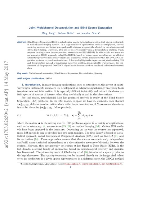 PDF Joint Multichannel Deconvolution And Blind Source Separation