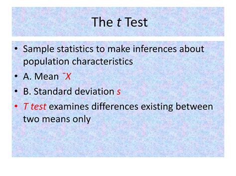 The T Test Mean Comparison 1 Pptx