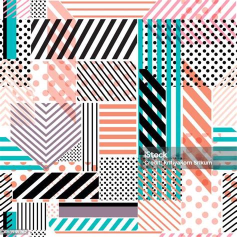 화려한 폴카 도트 스트라이프 선 패션 원단 벽지에 대 한 현대적인 스타일의 완벽 한 패턴 벡터 디자인 패턴 믹스 및 모든 인쇄 꽃 식물에 대한 스톡 벡터 아트 및 기타