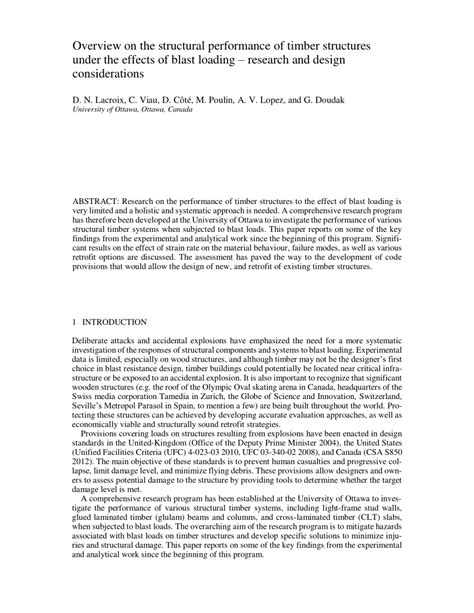 PDF Overview On The Structural Performance Of Timber Structures Under The Effects Of Blast