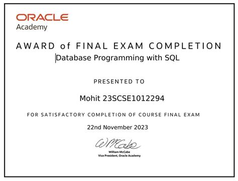 Mohit Kumar On Linkedin Sql Databaseprogramming Oracleacademy
