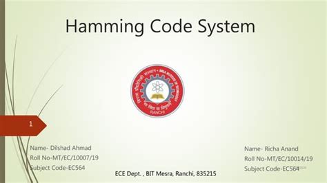 Hamming Code System Pptx
