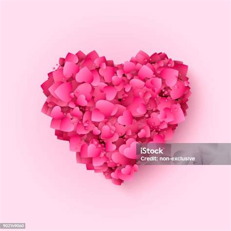 발렌타인 레드와 핑크 심장입니다 심 혼의 많은 장식 로맨틱 배경 심장의 발렌타인 및 사랑 상징입니다 벡터 일러스트 레이 션