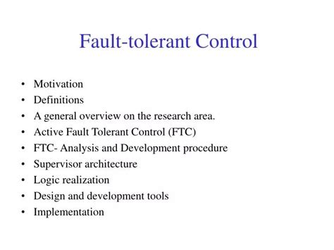 Ppt Fault Tolerant Control Powerpoint Presentation Free Download Id6852403