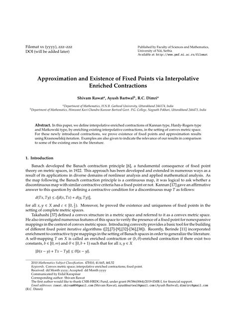 Pdf Approximation And Existence Of Fixed Points Via Interpolative Enriched Contractions