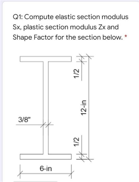 Solved Q1 Compute Elastic Section Modulus Sx Plastic Chegg Com