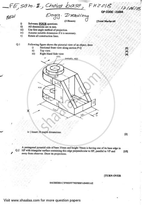 Engineering Drawing 2017 2018 Be Civil Engineering Semester 2 Fe First Year Cbcgs Question