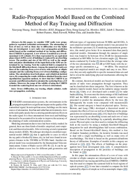 Pdf Radio Propagation Model Based On The Combined Method Of Ray