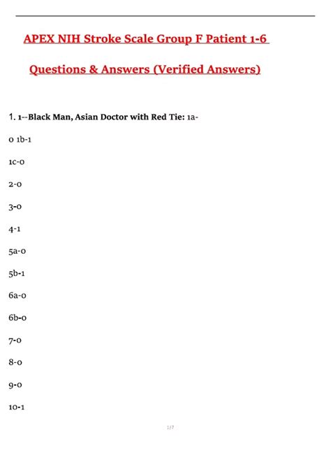 2025 APEX NIH Stroke Scale Groups F Patients 16 Newest Updated Questions Verified Answers