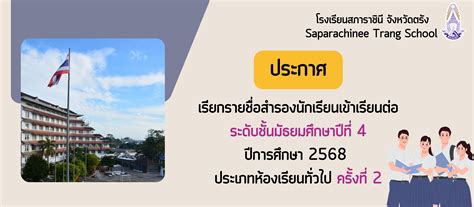 วิชาการ โรงเรียนสภาราชินี จังหวัดตรัง ประกาศ โรงเรียนสภาราชินี จังหวัดตรัง เรียกรายชื่อสำรอง