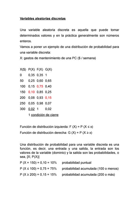 Clase 4 Variables Discretas Y Modelo Binomial Variables Aleatorias Discretas Una Variable