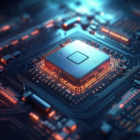 The Cpu Processor Chip On The Computer Motherboard Abstract Blue