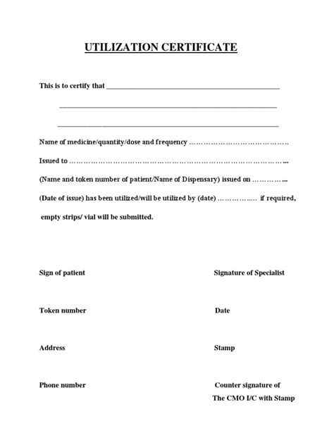 Utilization Certificate Pdf