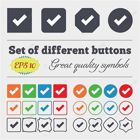 Colorful Checkmark Button Set Vector Shape App Option Vector Shape