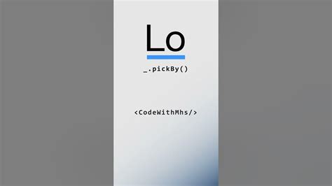 Lodash Pickby Code With Mhs Programming Shorts Coding Javascript Youtube