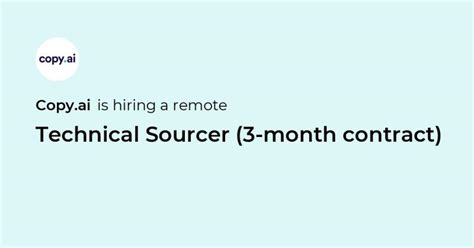 Remote Work On Linkedin Remote Technical Sourcer 3 Month Contract At Copyai Jobicy