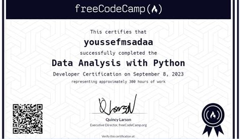 Youssef Msadaa On Linkedin Dataanalysis Python Freecodecamp Certificationachieved