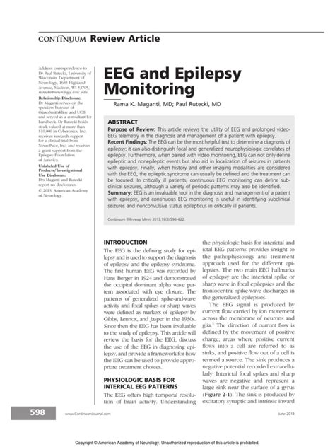 Eeg And Epilepsy Monitoring 10 Pdf Epilepsy Electroencephalography