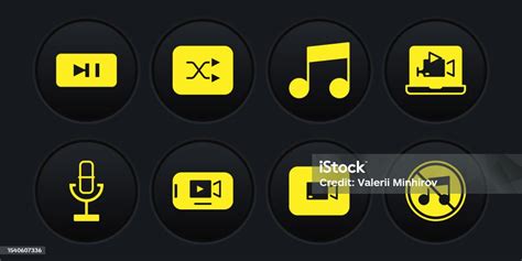마이크 온라인 비디오 재생 재생 버튼 음표 톤 화살표 셔플 스피커 음소거 및 일시 중지 아이콘을 설정합니다 벡터 Brand Name Smart Phone에 대한 스톡 벡터