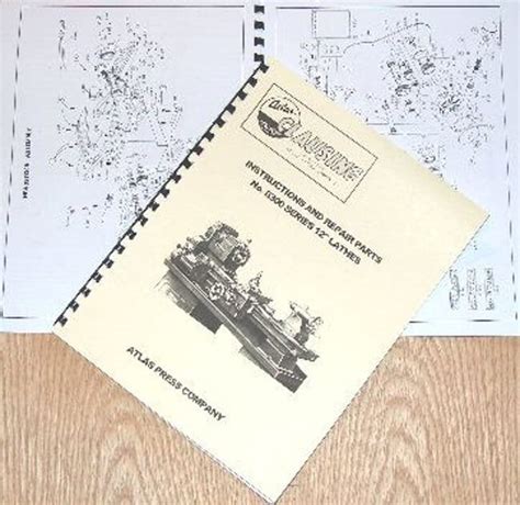 Clausing Atlas 12 6300 Series Lathe Operating And Parts Manual Ozark Tool Manuals And Books